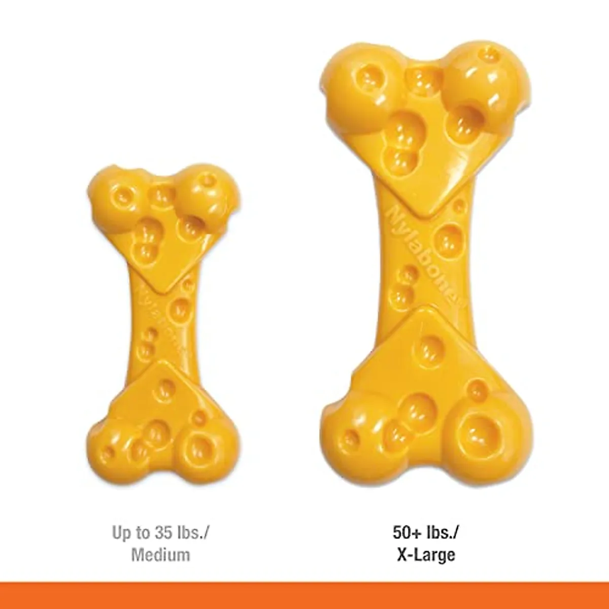 Nylabone Power Chew Cheese Bone Dog Chew Toy, Cute Dog Toys for Aggressive Chewers, Cheese Flavor, X-Large/Souper (1 Count)