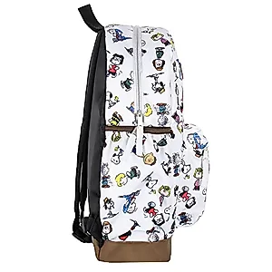 INTIMO Peanuts Snoopy Charlie Brown Sally Linus Cute School Travel Backpack With Faux Leather Bottom