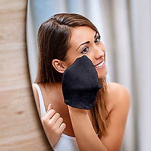 T&F Face Cloths 6 pack - Soft Washcloths for Face Made from Bamboo Gentle on Sensitive Skin, Organic Bamboo Set of 6 Face Towel, Women Makeup Remover Reusable Absorbent Washcloths 10 x 10 Inch (Black)