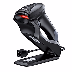 TEEMI QR Bluetooth 5.0 Barcode Scanner with Wall Mountable USB Charging Cradle Data Receiver, 1D 2D Wireless CMOS Screen Scanning PDF417 Data Matrix, Max 300 Yards Transfer Range