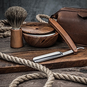 G.B.S Wooden Handle Straight Edge Stainless Steel Barber Shaving Straight Razor, Handmade, Extra Sharp With Leather Razor Travel Case