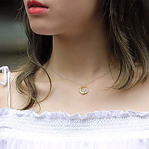 Cute Bunny Rabbit On The Moon Pendant Necklace for Women Teen Girls S925 Sterling Silver Hypoallergenic Dainty Tiny Crescent Choker 18" Chain Collar Delicate Animal Jewelry Gifts Box for Daughter