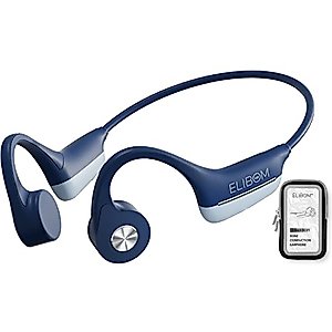 ELIBOM Bone Conduction Headphones, 9 Hours Music&Call, Open-Ear Bluetooth5.2 Headphones, Lightweight Wireless Headset, Sweatproof Sports Earphones with Mic for Workout, Arm Bag Included (Blue)