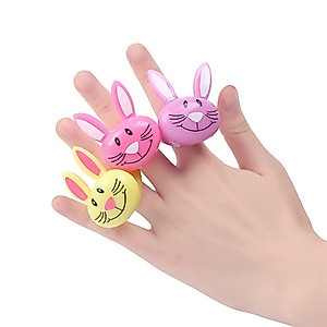 Easter Rabbit Rings For Kids Dress Up Rings Jewelry Set Toys For Little Girls Pretend Play Decorative (Blue, One Size)