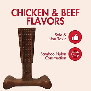 SPOT by Ethical Products 4 in Bambone Plus Easy Grip Peanut Butter, Beef & Chicken Dog Chew Bundle - Bamboo & Nylon Anti Anxiety Bone for Aggressive Chewers & Dental Health for Dogs - Medium (3 Pack)