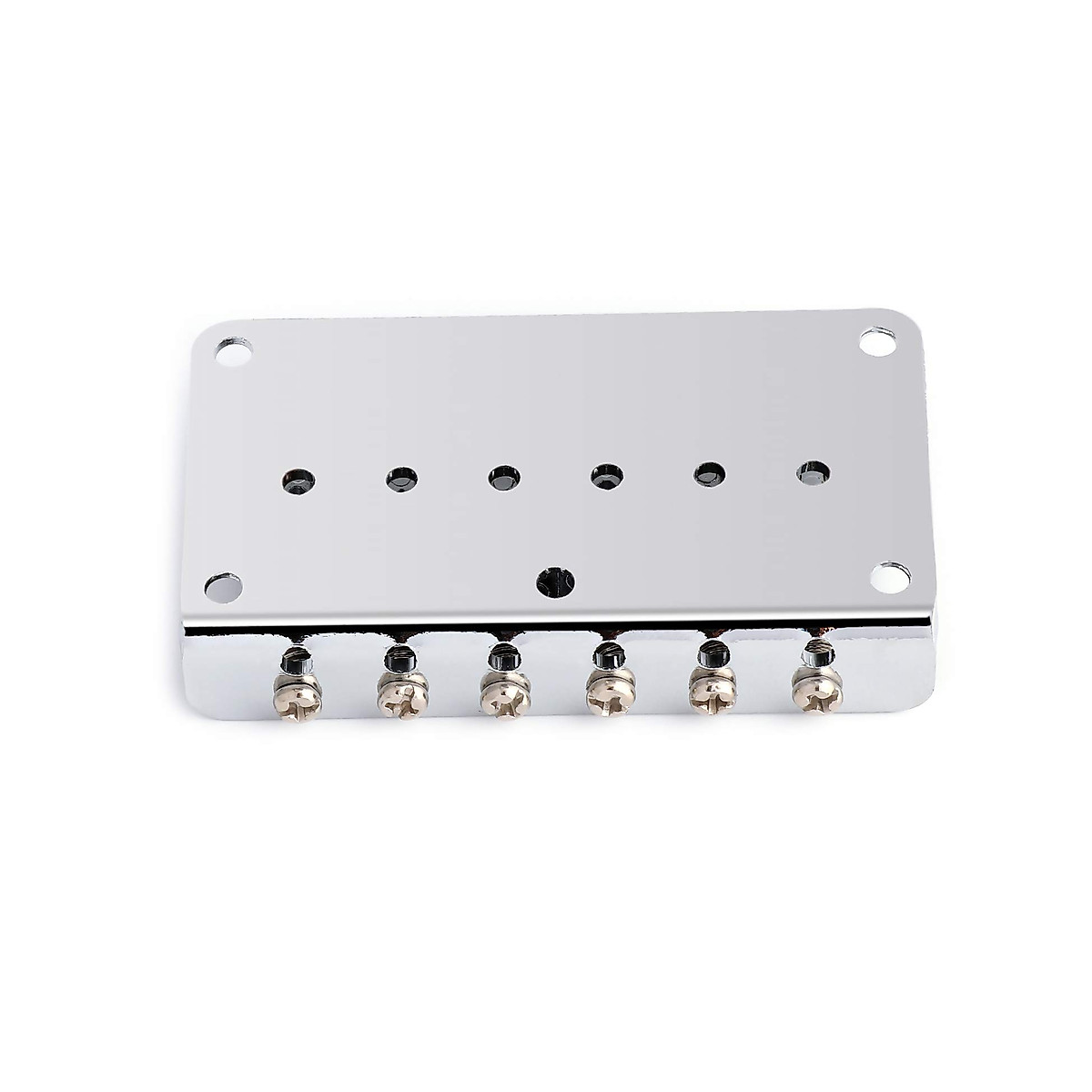 Metallor Top Load Guitar Bridge Tailpiece Fixed Hardtail Saddle Bridge Compatible with 6 String Fender Strat Tele Style Electric Guitar Parts Chrome.