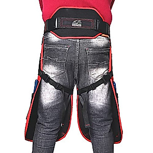 Equine Care Farrier Chaps Back Support - Cowhide Suede Leather and Canvas Apron, 4 Knife Pocket, 2 Nail Magnets, Adjustable Velcro Buckle - 29 inches/75cm