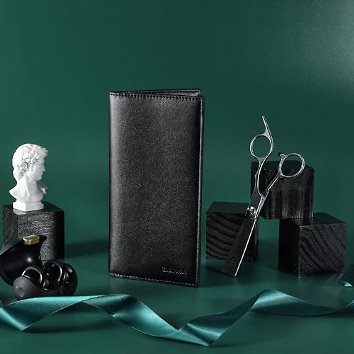 CASMONAL Checkbook Covers for Personal Checkbook Holder RFID Premium Leather Checkbook Cover for Duplicate Checks（Black）