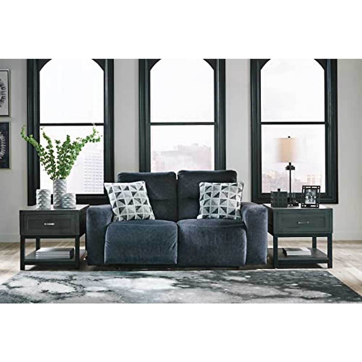 Signature Design by Ashley Paulestein Reclining Power Loveseat, 74"W x 41"D x 40"H, Blue