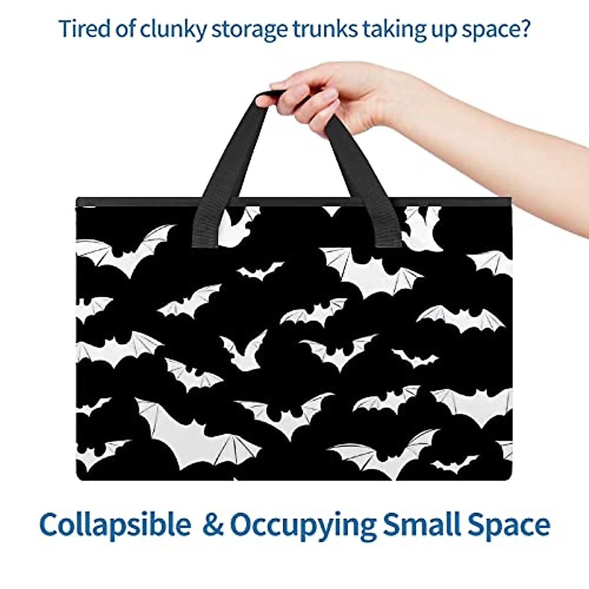 GACTIVITY Black And White Goth Bats Car Trunk Organizer,Collapsible Cargo Storage Tote Bag,Non Slip,3 Divider Compartments, Automotive Interior Accessories for Auto SUV Truck Vehicle Picnic Camping