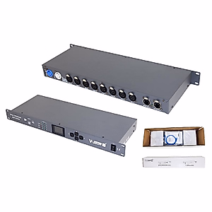 V-Show Artnet RDM DMX sACN Controller - 3 PIN DMX Splitter XLR Input and output, 4096 DMX Channel 8 Port Signal Amplifier for Stage Lighting Shows (42-FZQO-78RJ)