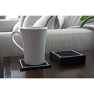 Highball & Chaser Bar Mat Coasters | 6 Piece Coaster Set | Square Absorbent Coasters for Drinks | Stylish Design Great for Home Decor or Bars