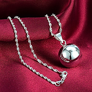 phitakshop 1pcs 925 Silver Big Bell Ball Pendant Jewelry Gift N-4