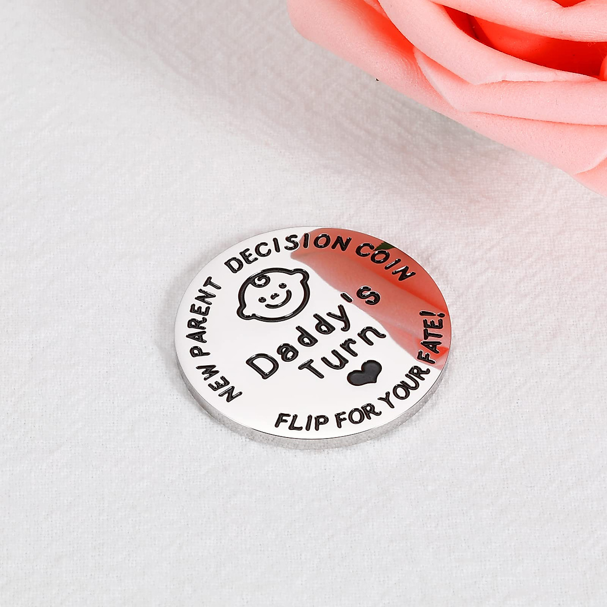 New Parent Decision Coin Gift for First Time Mom Dad Mummy to Be Funny New Baby Gift for Couple Pregnancy Mommy Mothers Fun Christmas Birthday Present Family Gathering Charm Double-Sided