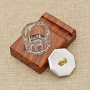 BetterUS Wood Desktop Pen Holder With Ink Bottle Container Calligraphy Dip Pen Holder