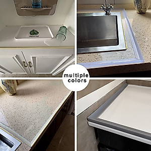 78inch Shower Threshold Water Dam Barrier Shower Door Bottom Seal Strip, Silicone Rubber Kitchen Sink Splash Guard, Corner Dam Water Retaining Strip for Countertop, Shower, Bathroom (Transparent)