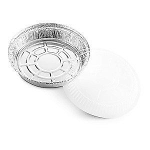 Mr Miracle Pack of 40 Disposable Aluminum Foil Pans with Clear Lids –8 Inch Circular Aluminum Pans, Ideal for Baking, Storing, Heating, Serving - Round Foil Pans with Lids