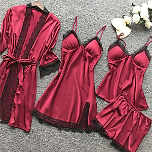 Women Pajama Satin Sets Satin Pillowcase Women Nightgown with Pockets