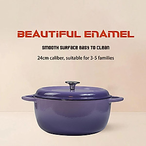 Enameled Dutch Oven with Lid ，Dual Handles ，Oven Safe up to 500° F or on Stovetop，Use to Marinate, Cook, Bake, Refrigerate ， Blue