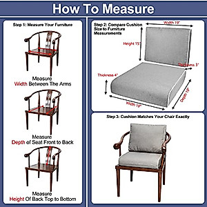 Justsafe Patio Chair Cushion Set, Waterproof Outdoor Seat Cushions for Patio Furniture, Non-Slip Washable Durable Garden Sofa Couch Pads with Adjustable Strap (2PCS, Grey)