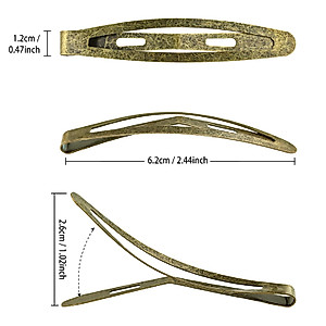 Oval Metal Contour Hair Clips, Funtopia 40 Pcs 2.4" Snap Hair Clips Simple Barrettes Hairpins Long Hair Clips for Women Girls Men (Classic Color)