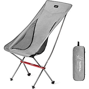 Naturehike Folding Camping Chair, Lightweight High Back Portable Compact Chair, Large Heavy Duty 330lbs for Adults, Hiking Camp Backpacking Festival Travel Beach Picnic Fishing with Storage Bag, Grey