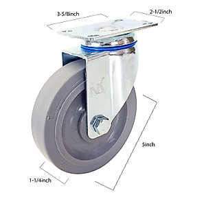 Rk Safety Dolly Cart, 30"X17" Hardwood Rubber End Caps Dolly, 1200lbs Capacity Rubber Dolly with 5" inch 4 Wheel