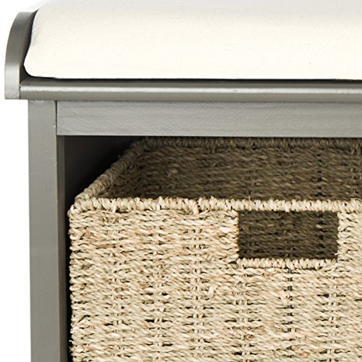 Safavieh American Homes Collection Lonan Grey and White Wicker Storage Bench, 0