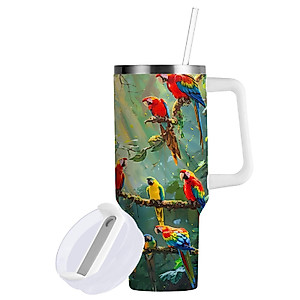 ODAWA Forest Birds Travel Coffee Tumbler Reusable Tumbler with Lid Insulated Coffee Cups