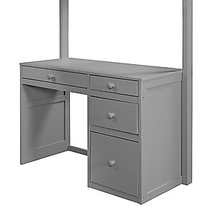 BIADNBZ Wooden Twin Size Loft Bed with Large Shelves Storage and Desk w/Built-in Drawers, Multifunctional LoftBed Frame w/Ladder for Kids Teens Adults Bedroom, Gray