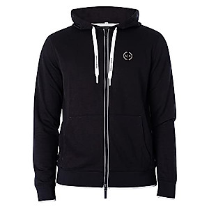 A|X ARMANI EXCHANGE mens Basic Zip Up Hoodie With Chest Logo Hooded Sweatshirt, Navy, XX-Large US