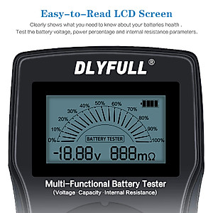 Universal Battery Checker Tester with Leads LCD Display, Battery Capacity Voltage Resistance Tester for AAA AA C D 9V Digital 12V 3.7V Li-ion 18650 CR123A CR2032 Button Cell Batteries More