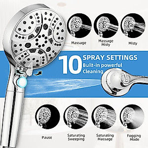 All Metal Bathtub Faucet with Sprayer，Tub Spout with Shower Attachment，10 Settings Hand held Filtered Shower with ON/OFF Pause Switch，Bathtub Faucet with Diverter