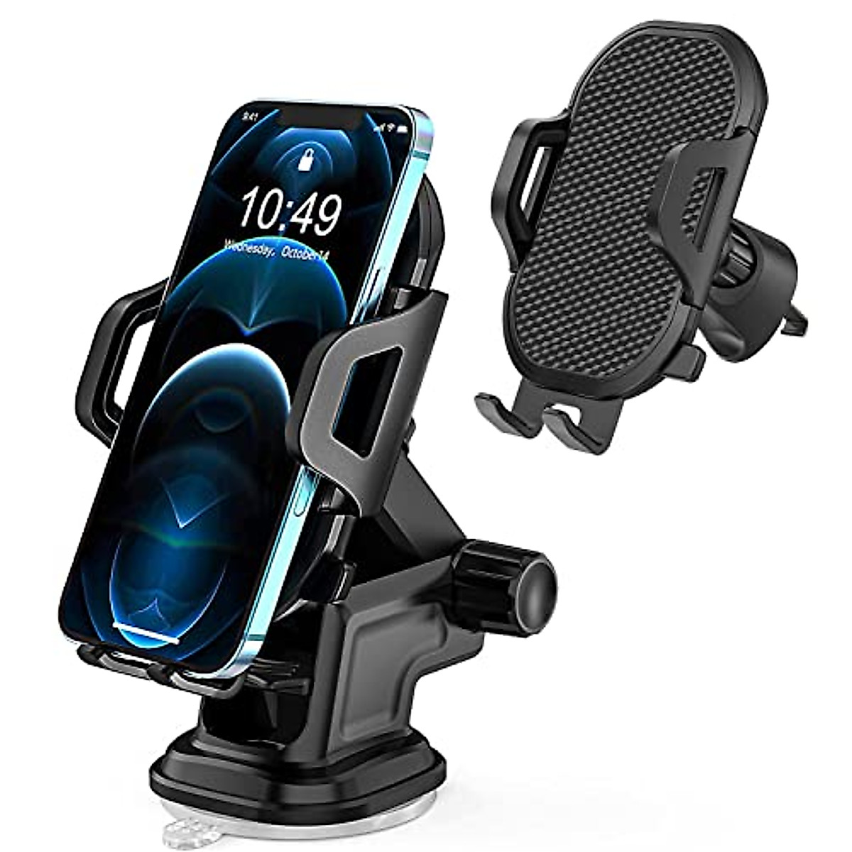 Car Phone Mount Holder Dashboard/Air Vent/Windshield for Samsung Galaxy A14 S22 S23 Plus Ultra A23 A13 A03S A01 A42 A53 5G iPhone 13 14 Pro Max 12 Oneplus 9 8T/Nord N10 N100,3 in 1 Cell Phone Cradle