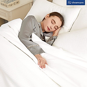 Waffle Duvet Cover King - Cooling Duvet Cover - Cotton Waffle Weave Duvet Cover Set with 1 King Duvet Cover and 4 Pillowcases - White Duvet Cover King Size - Cotton Duvet Cover (King, 104x90'' White)