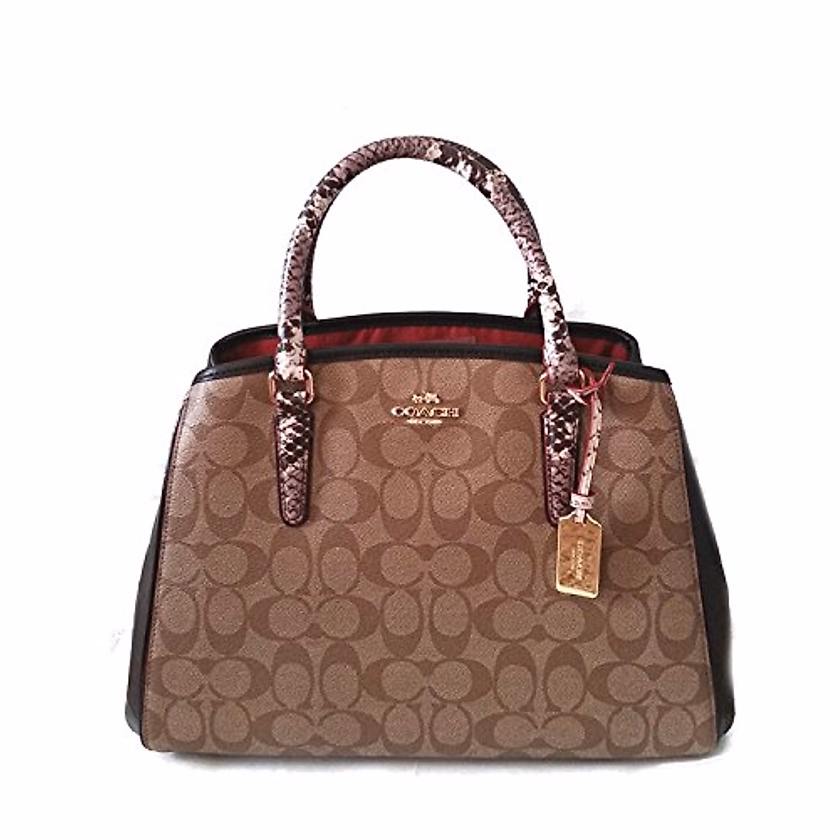 COACH 38380 Signature Exotic Mix SM Margot Crossbody Satchel KHAKI/BLACK