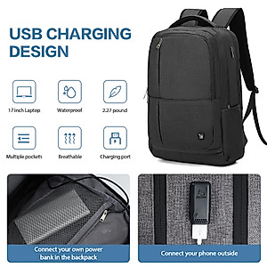 OIWAS Laptop Backpack 17 Inch for Men Business Bagpack Women Travel Daypack Large College School Bookbag Teens(Black)