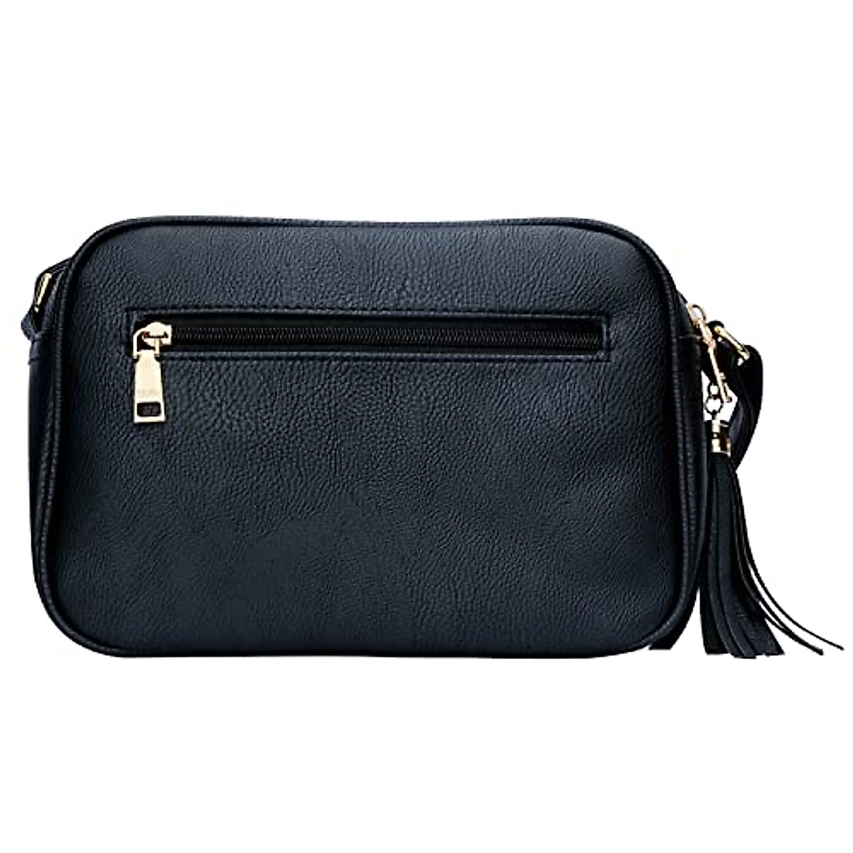 KKXIU Quilted Double Compartment Multiple Pocket Crossbody Bag for Women and Teen Girls Stylish Shoulder Purse with Tassel (c-black)