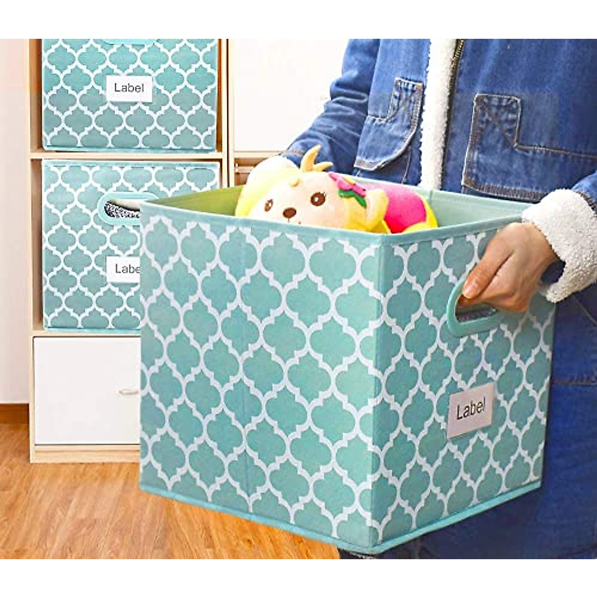 Cube Storage Bins 11x11 inches and Clothes Drawer Organizer(Blue)