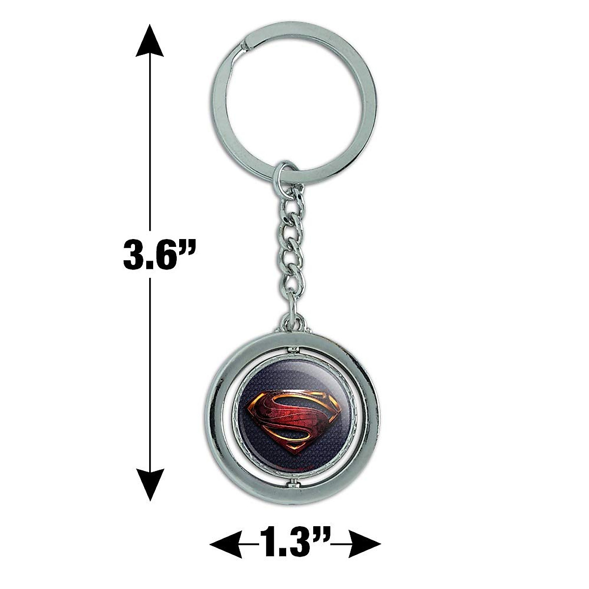 GRAPHICS & MORE Justice League Movie Superman Logo Keychain Spinning Round Chrome Plated Metal