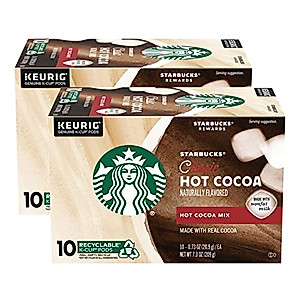 Starbucks Classic Hot Cocoa K-Cup Pods, Made with Real Cocoa & Nonfat Milk, K-Cup Pods for Keurig Brewing System, 10 CT K-Cups Per Box (10 Count (Pack of 2))