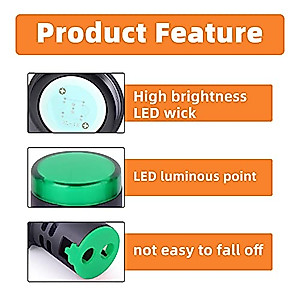 GASHER 12V/24V/110V 20mA Energy Saving Indicator Light Mounting Hole Size 22mm (7/8 Inch) Red Green 10 Pcs