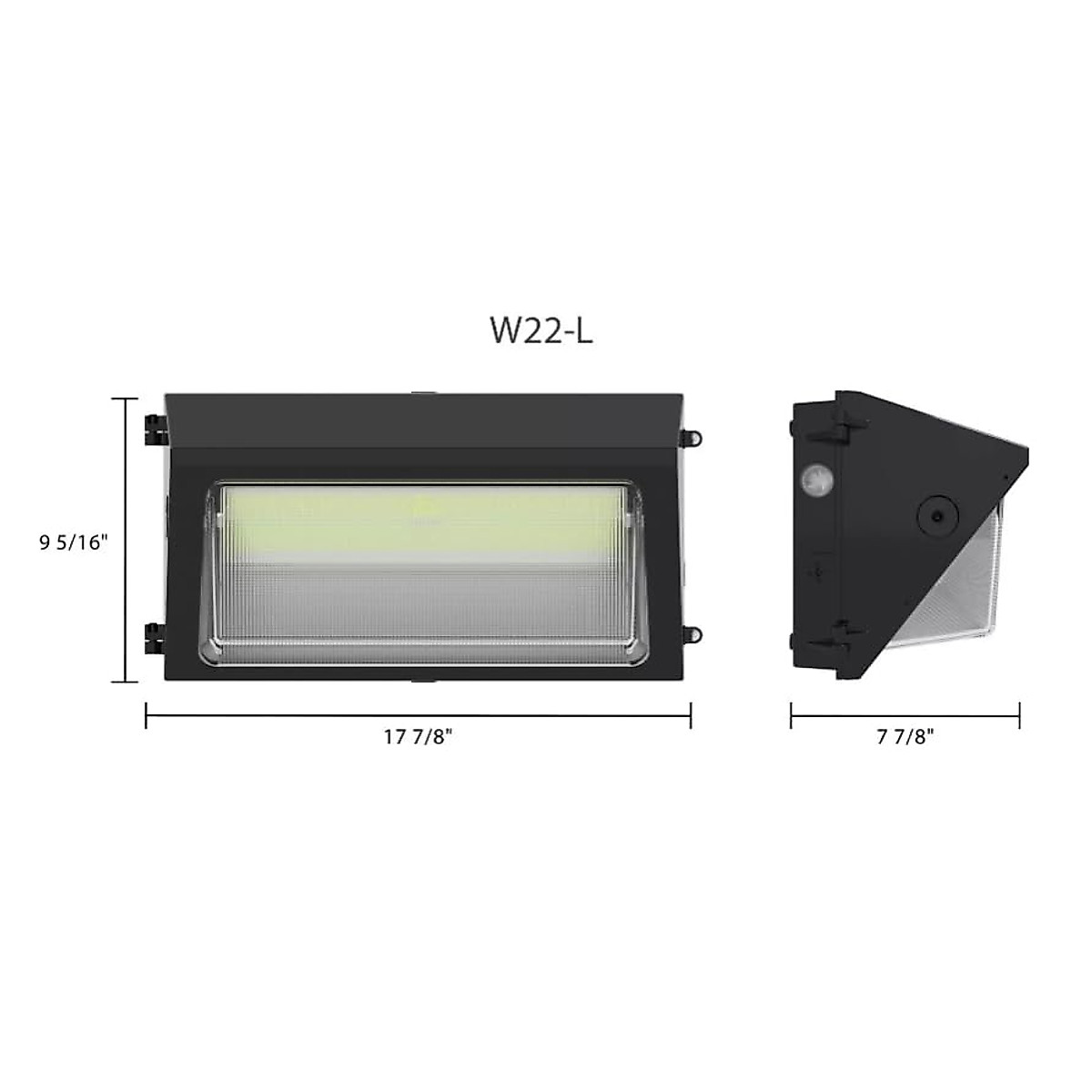 RAB W22-L-150 LED Wall Pack Light, 120-277V, Dusk to Dawn with Photocell, Power (75W/100W/125W/150W) & Color Temperature Adjustable (3/4/5K), Light Throw (0-45 Deg), 0-10V Dim, Glass Lens, Bronze