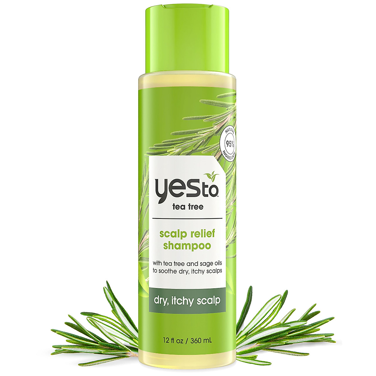 Yes To Tea Tree Shampoo with pH Balancing Formula, Nourishing Sage Oil, for Dry, Itchy Scalp Relief, Natural, Vegan & Cruelty Free, 12 Fl Oz