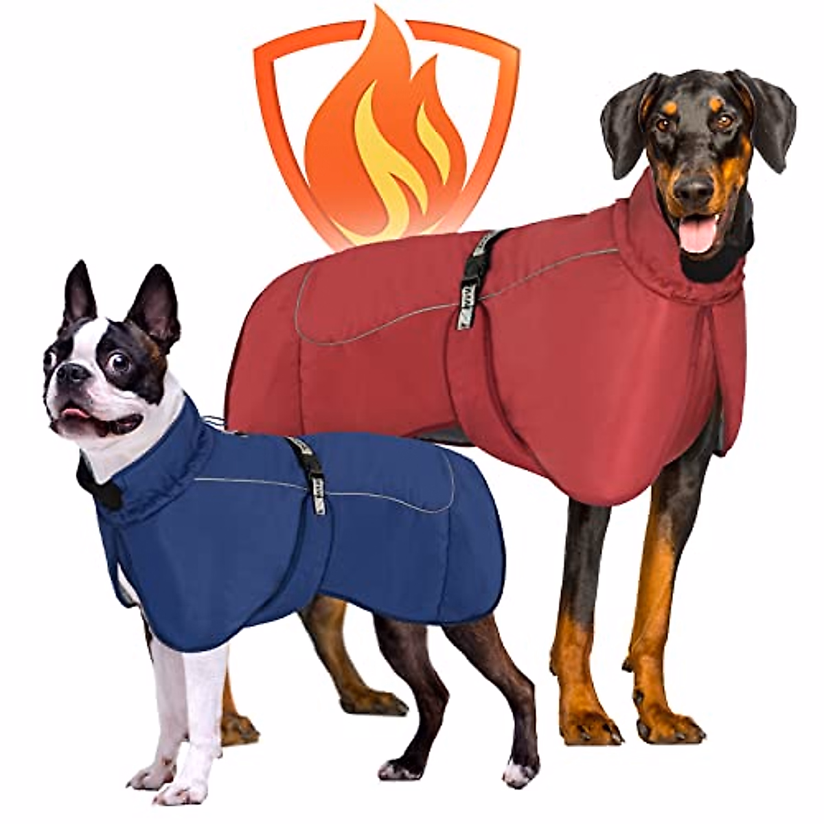 Warm Dog Winter Coat Adjustable Dog Winter Jacket Reflective Dog Snow Jacket Turtleneck Dog Winter Clothes for Large Medium Dogs (XX-Large, Red)