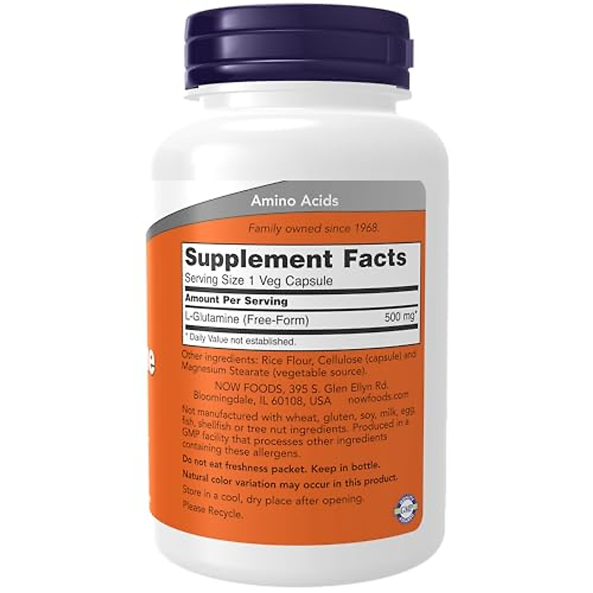 NOW Supplements, L-Glutamine 500 mg, Nitrogen Transporter*, Amino Acid, 120 Veg Capsules