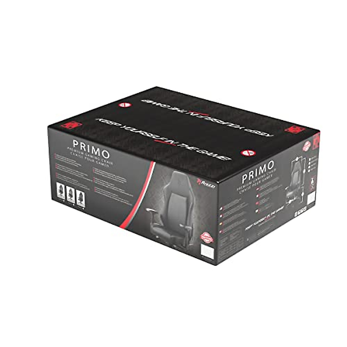 Arozzi Primo Premium PU Leather Gaming Chair Office Chair with Recliner Swivel Tilt Rocker Adjustable Height 4D Armrests Neck Pillow and Built-in Lumbar Adjustment - Black with Gold Accents