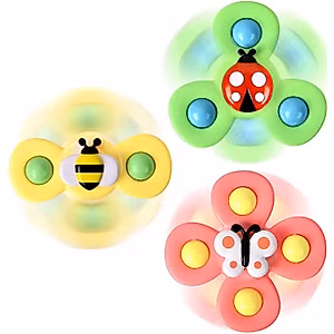 3PCS Suction Cup Spinner Toys for 1 2 Year Old Boys Spinning Toys 12-18 Months Sensory Toys for Toddlers 1-3 First Birthday Baby Gifts for Girls