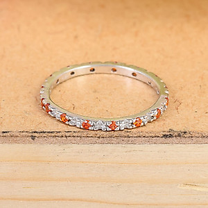 Ravishing Impressions 925 Sterling Silver Round Carnelian Minimalist Delicate Stacking Women Ring Jewelry