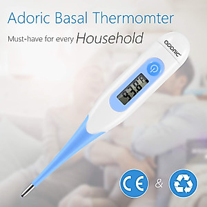 ADORIC Digital Waterproof Medical Thermometer with Fever Warning, Bright Blue